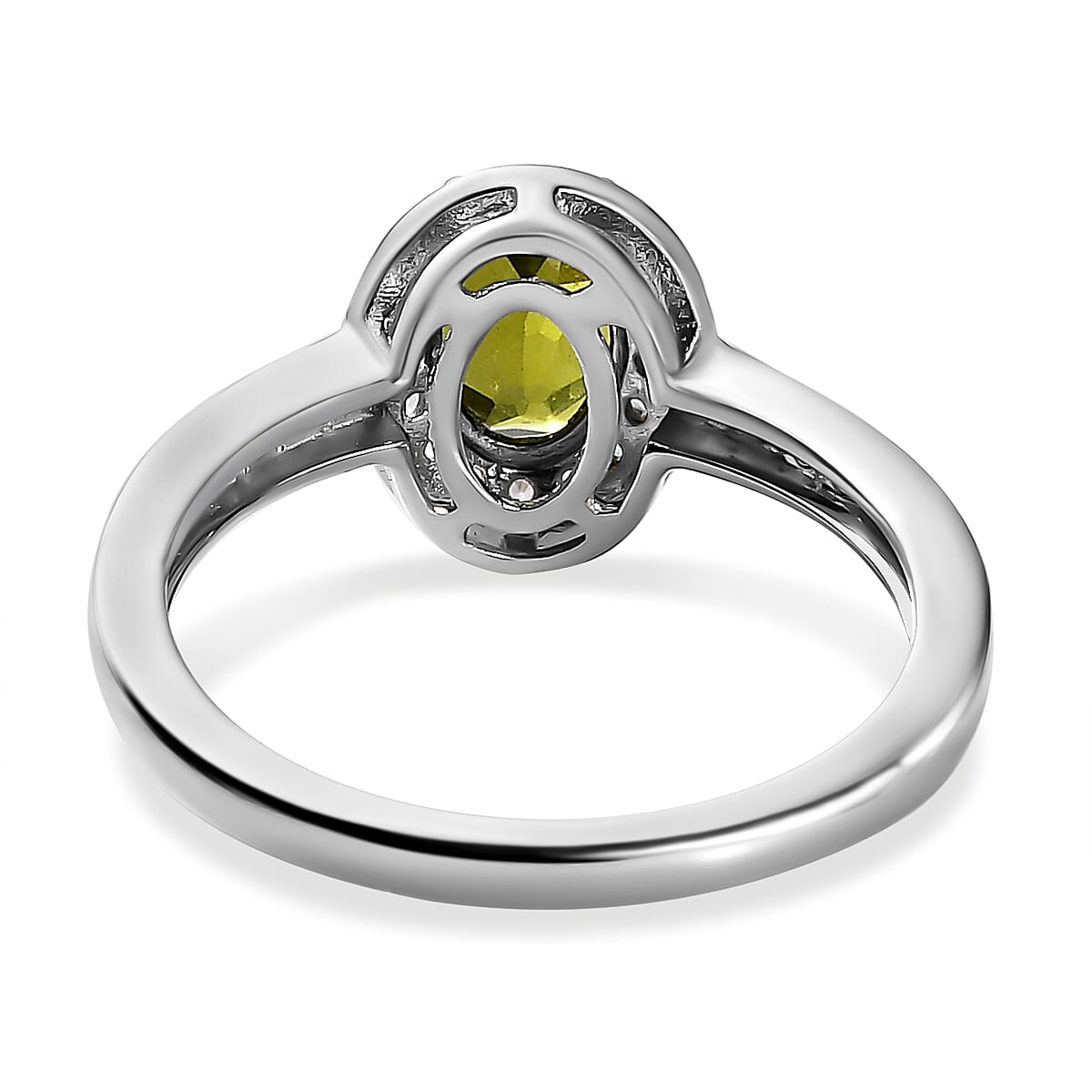 Rare Vesuvianite and Natural Zircon Ring in Platinum Overlay Sterling ...