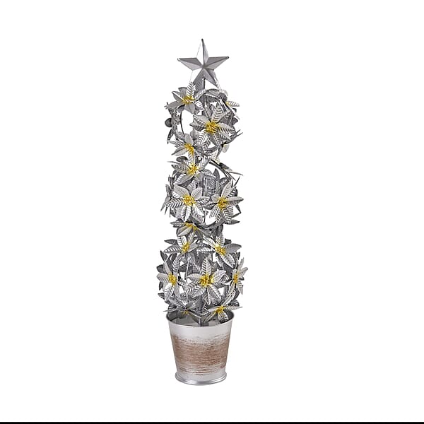 LED Lighted Christmas Tree & Flower Decoration with Top Star (Battery ...