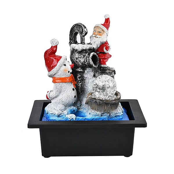 Santa Claus & Snowman Indoor Water Fountain with Multicolor LED Lights ...