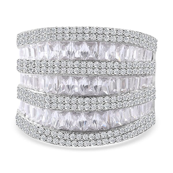 NY Closeout-Cubic Zirconia Multi Row Ring in Rhodium Overlay Sterling ...