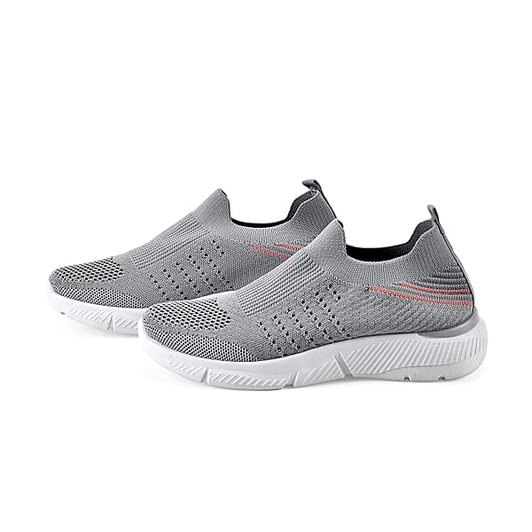 Ladies Trainer Shoes - Grey and White - 7624291 - TJC