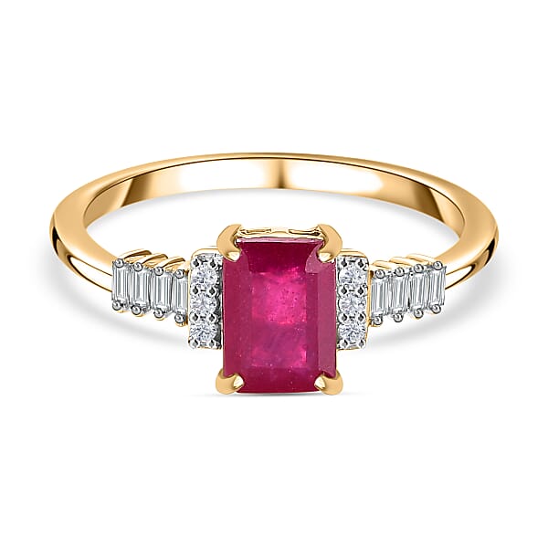 9K Yellow Gold Ruby (FF) & Diamond Ring 1.66 Ct. - 7625264 - TJC