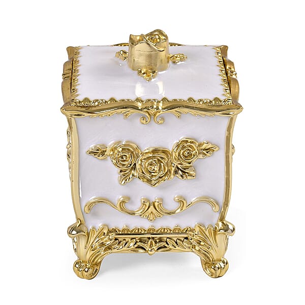 3-D Rose Themed Acrylic Storage Box with Cotton Swab Holder (Size ...