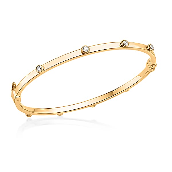 Designer Closeout 9K Yellow Gold Simulated Diamond Bangle (Size-7 ...