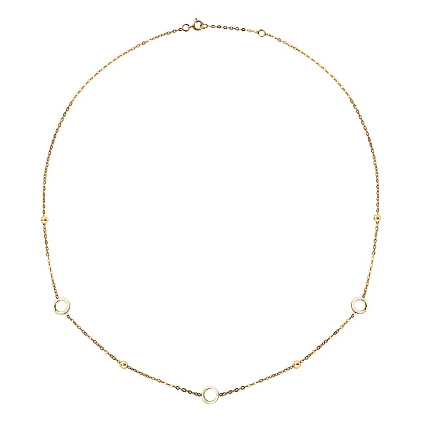 9K Yellow Gold Circle and Beads Necklace (Size - 18) - 7628387 - TJC