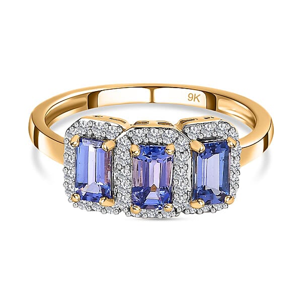 9K Yellow Gold Tanzanite & Moissanite Ring 1.23 Ct. - 7632851 - TJC