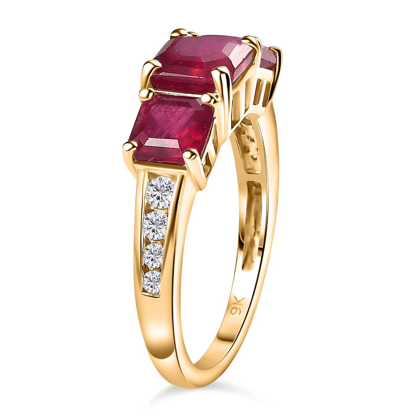 9K Yellow Gold AA African Ruby , Moissanite Classic Solitaire Ring in ...