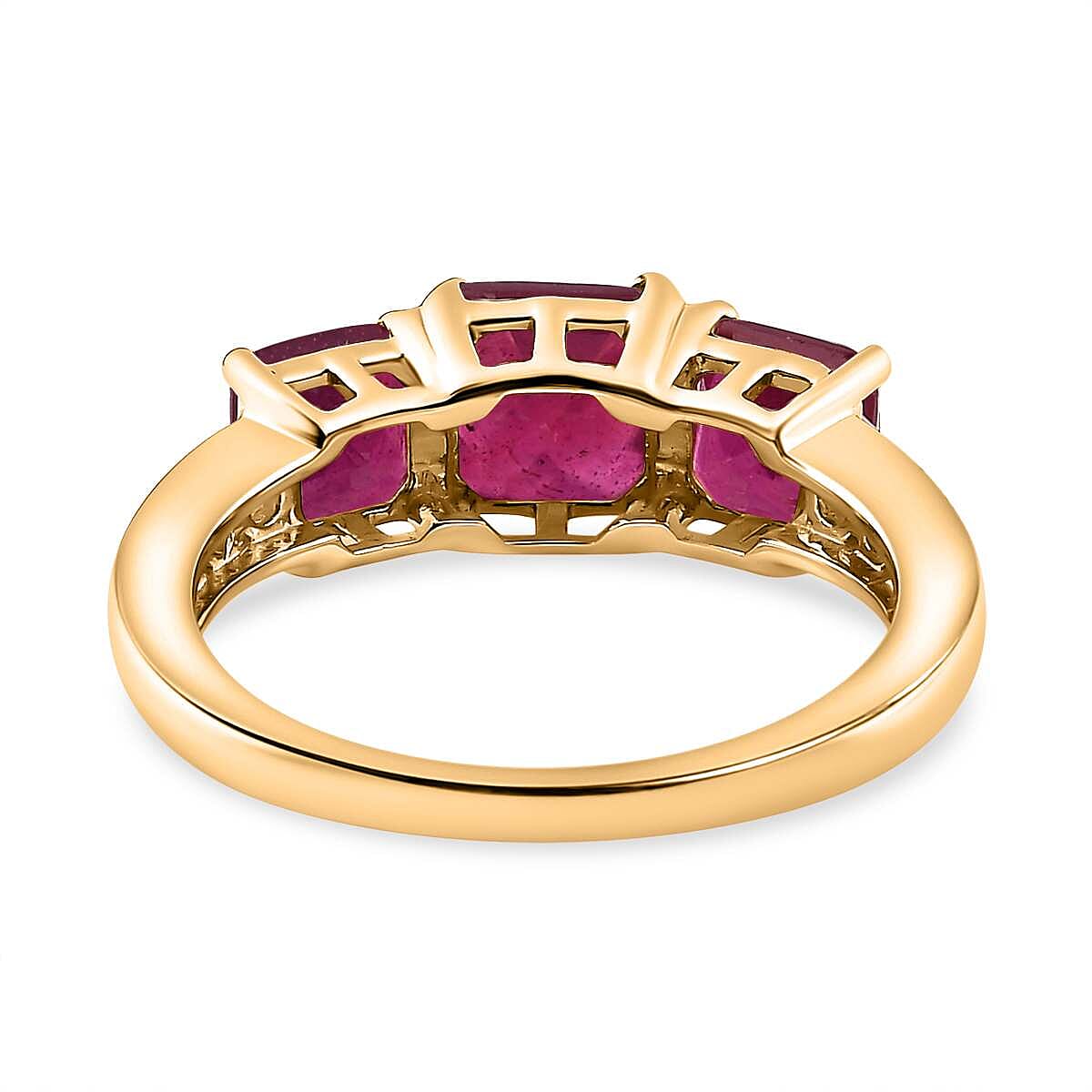 9K Yellow Gold AA African Ruby , Moissanite Classic Solitaire Ring in ...