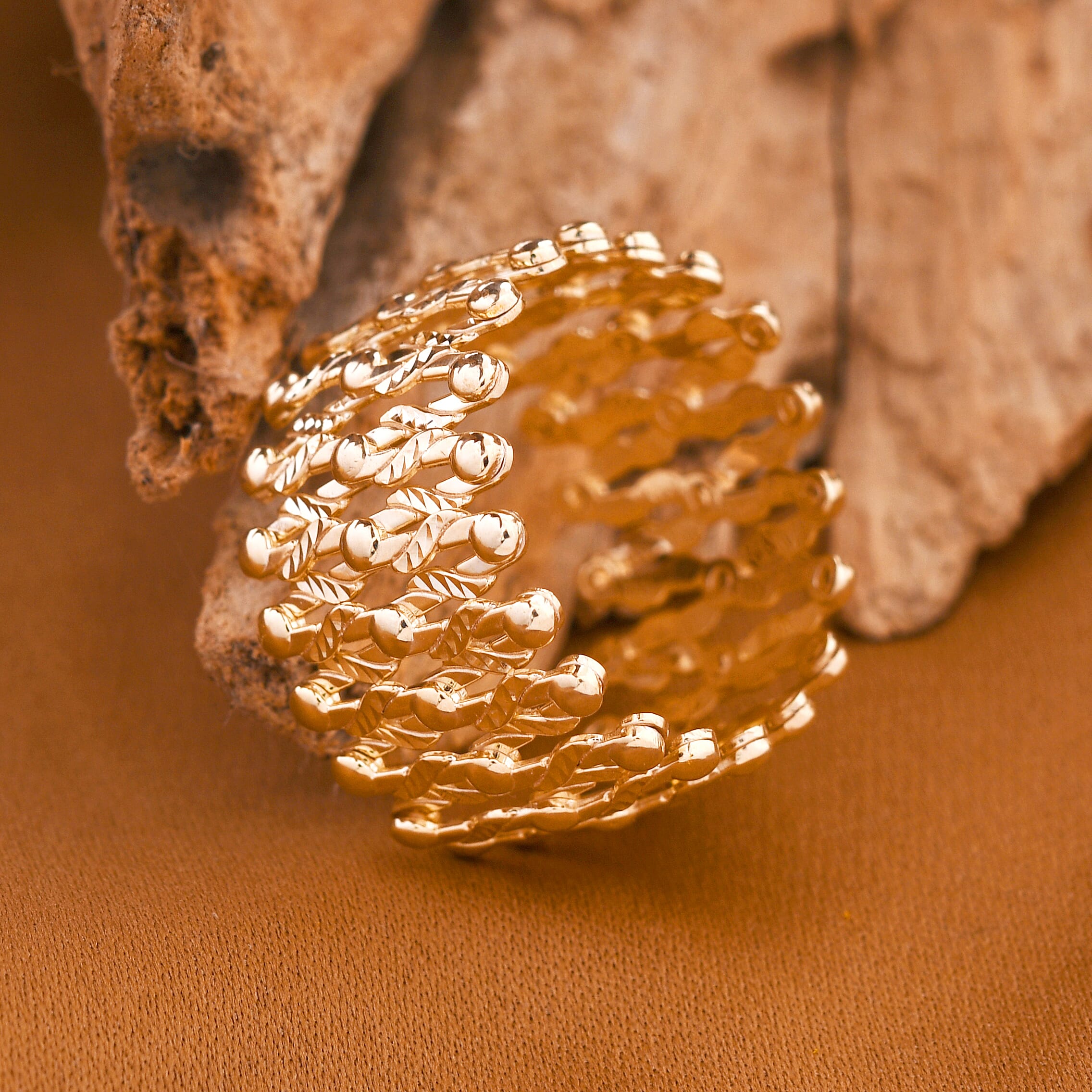 Handmade Concertena Ring in 9K Yellow Gold 8.00 Gms - 7634086 - TJC