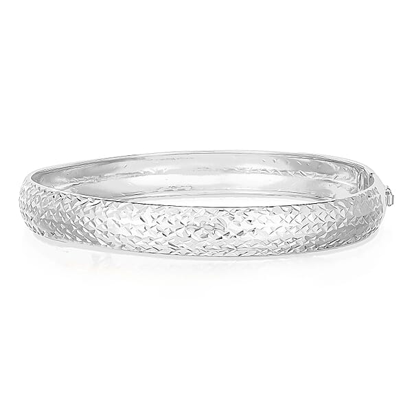 New York Close Out Deal- Sterling Silver Diamond Cut Bangle (Size - 8 ...