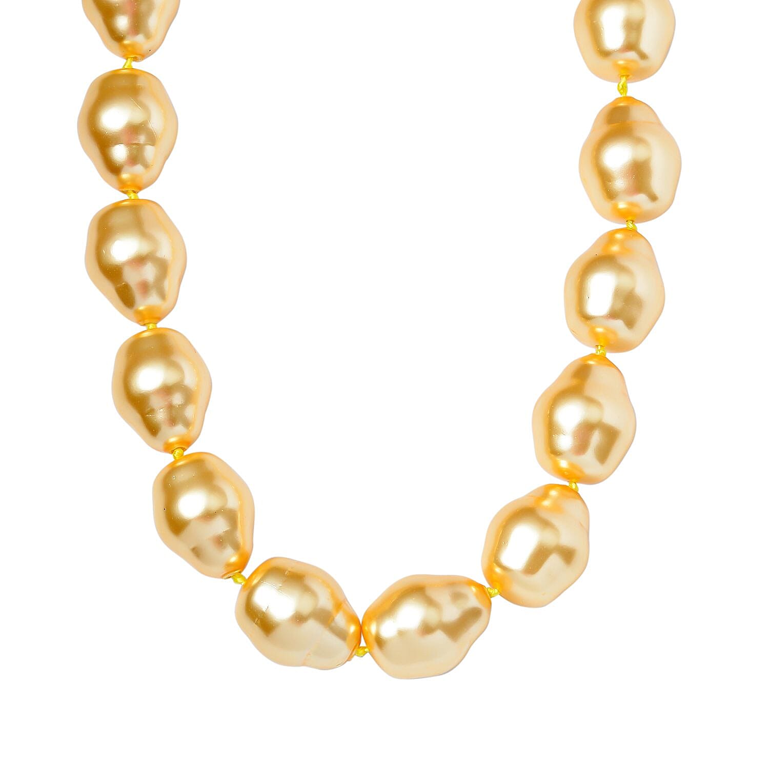 One Time Deal- Golden Color Shell Pearl Necklace (Size - 20) in Rhodium ...