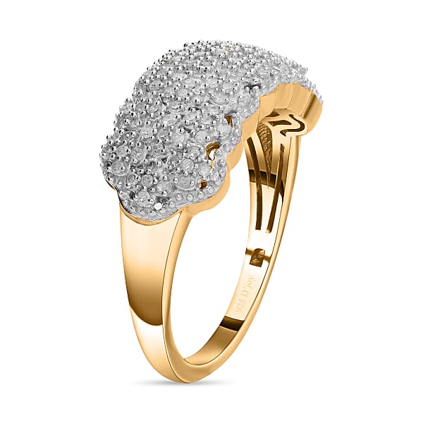 Diamond Ring in 18K Vermeil Yellow Gold Plated Sterling Silver 0.55 Ct ...