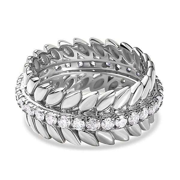 TJC Launch - Moissanite Wreath Wedding Band Ring in Platinum Overlay ...