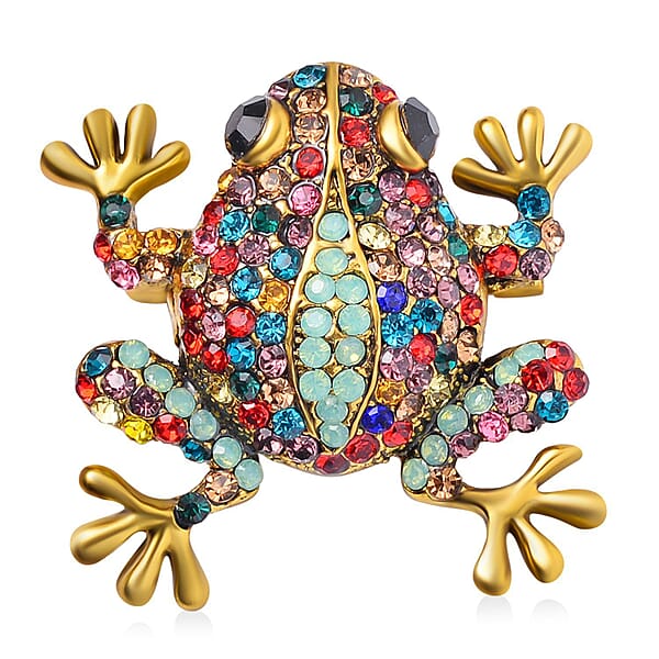 Multi-Colour Crystal Frog Brooch - 7639521 - TJC