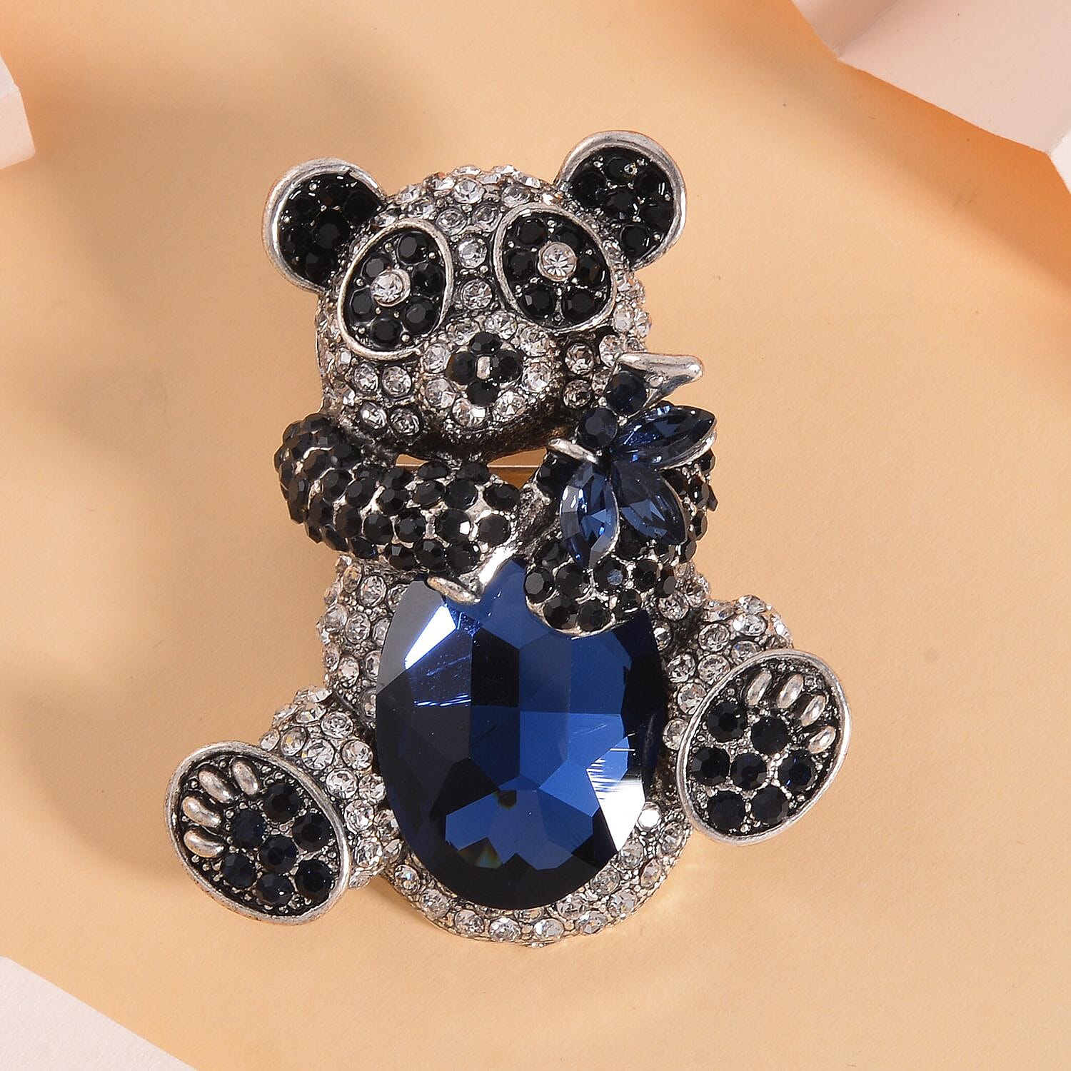 Multi Colour Crystal Panda Brooch - 7640294 - TJC