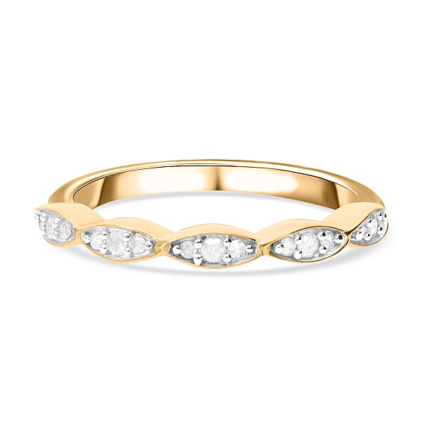Natural White Diamond Band Ring in 18K Yellow Gold Vermeil Plated ...