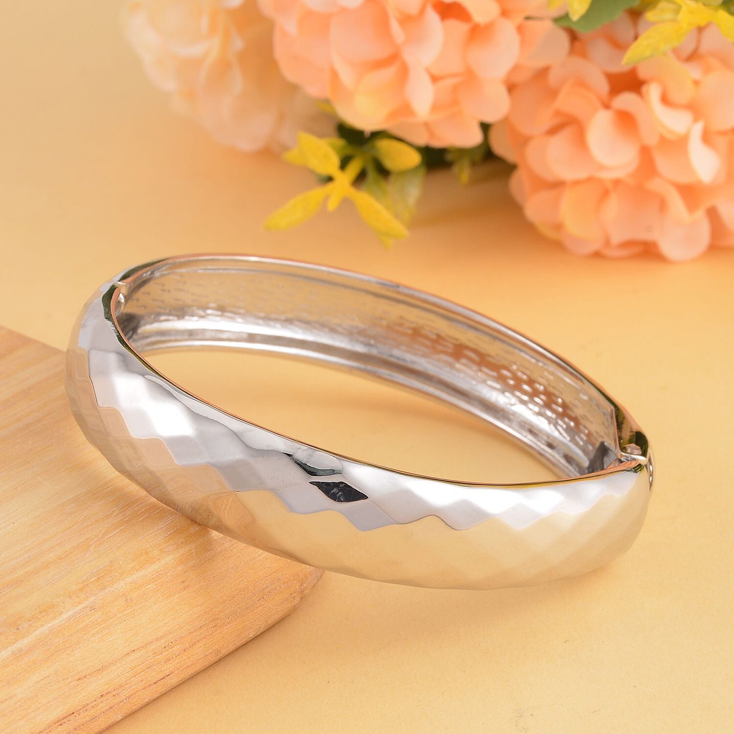 NY Close Out - Textured Bangle (Size 7.25) in Silver Tone - 7642808 - TJC
