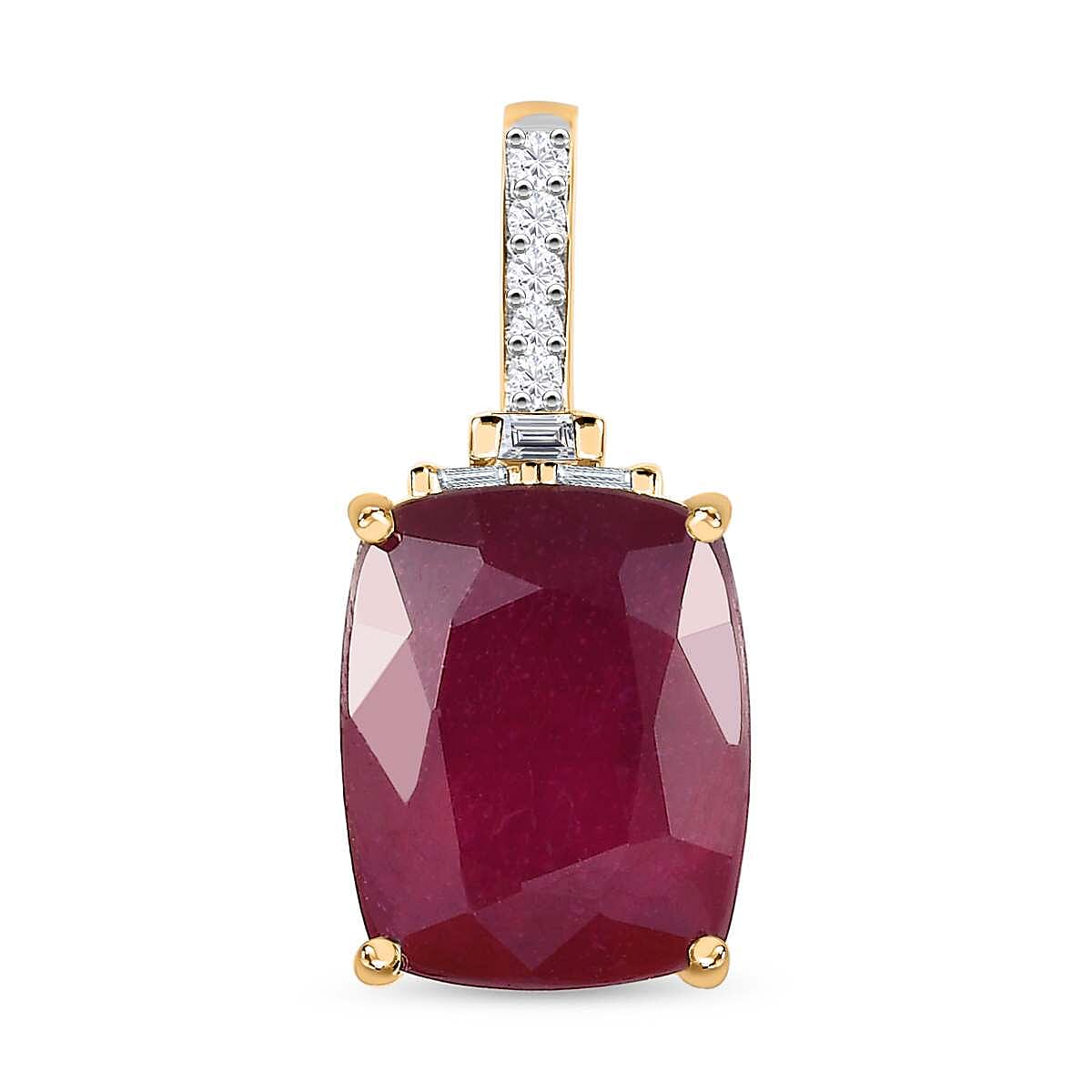 9K Yellow Gold AA African Ruby , White Diamond Classic Solitaire ...