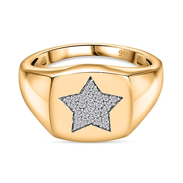 9K Yellow Gold SGL Certified Diamond Star Ring 0.15 Ct. - 7645519 - TJC
