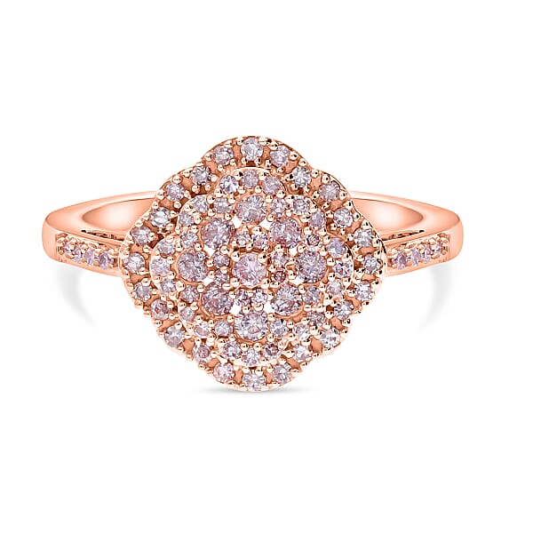 0.34 ct. SGL Certified Pink Diamond Cluster Ballerina Ring in 9K Rose ...