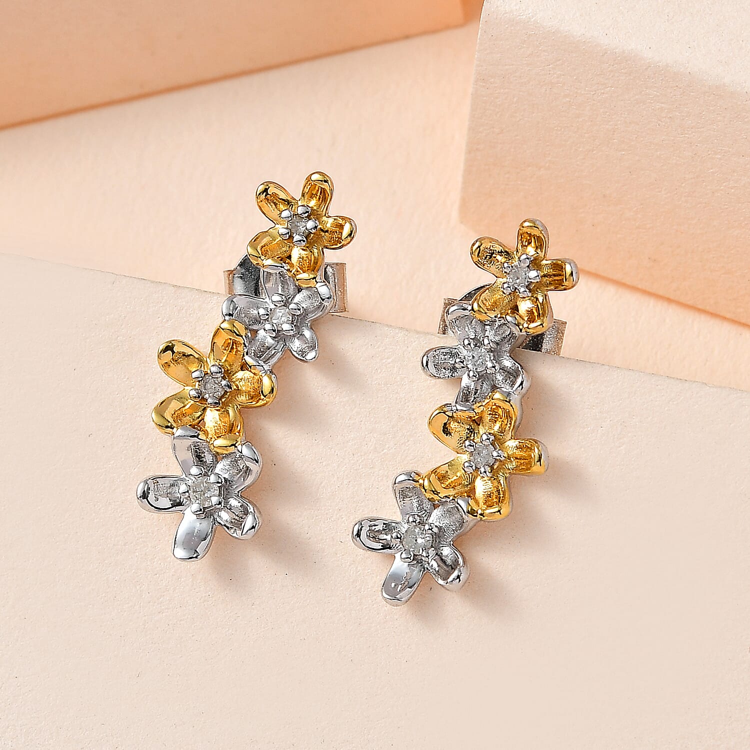 White Diamond Solitaire Stud Push Post Earring Sterling Silver 0.10 ct ...