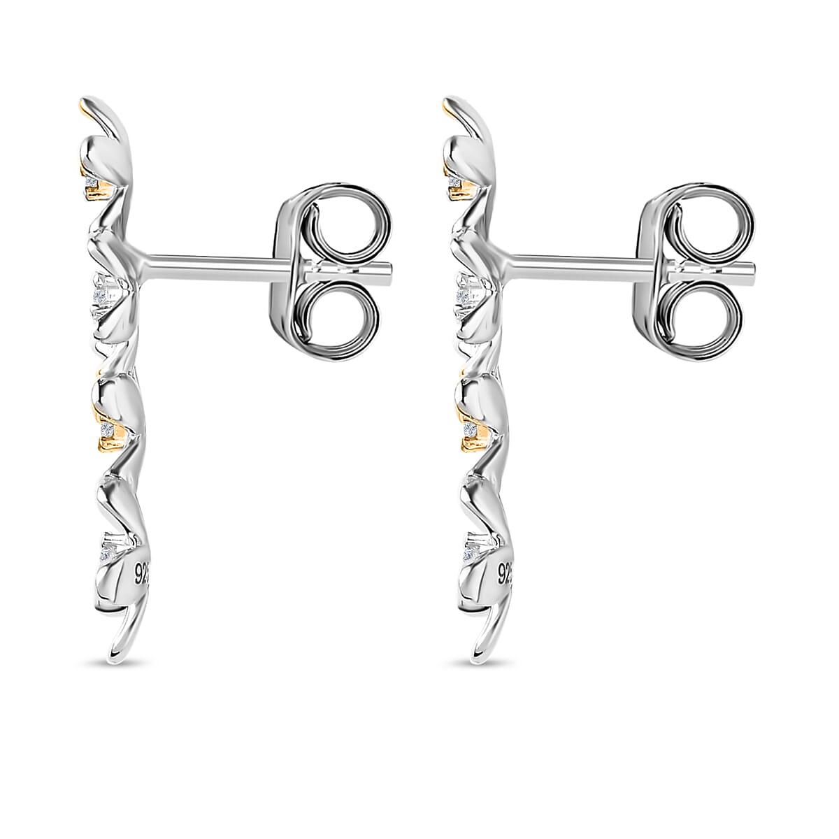 White Diamond Solitaire Stud Push Post Earring Sterling Silver 0.10 ct ...