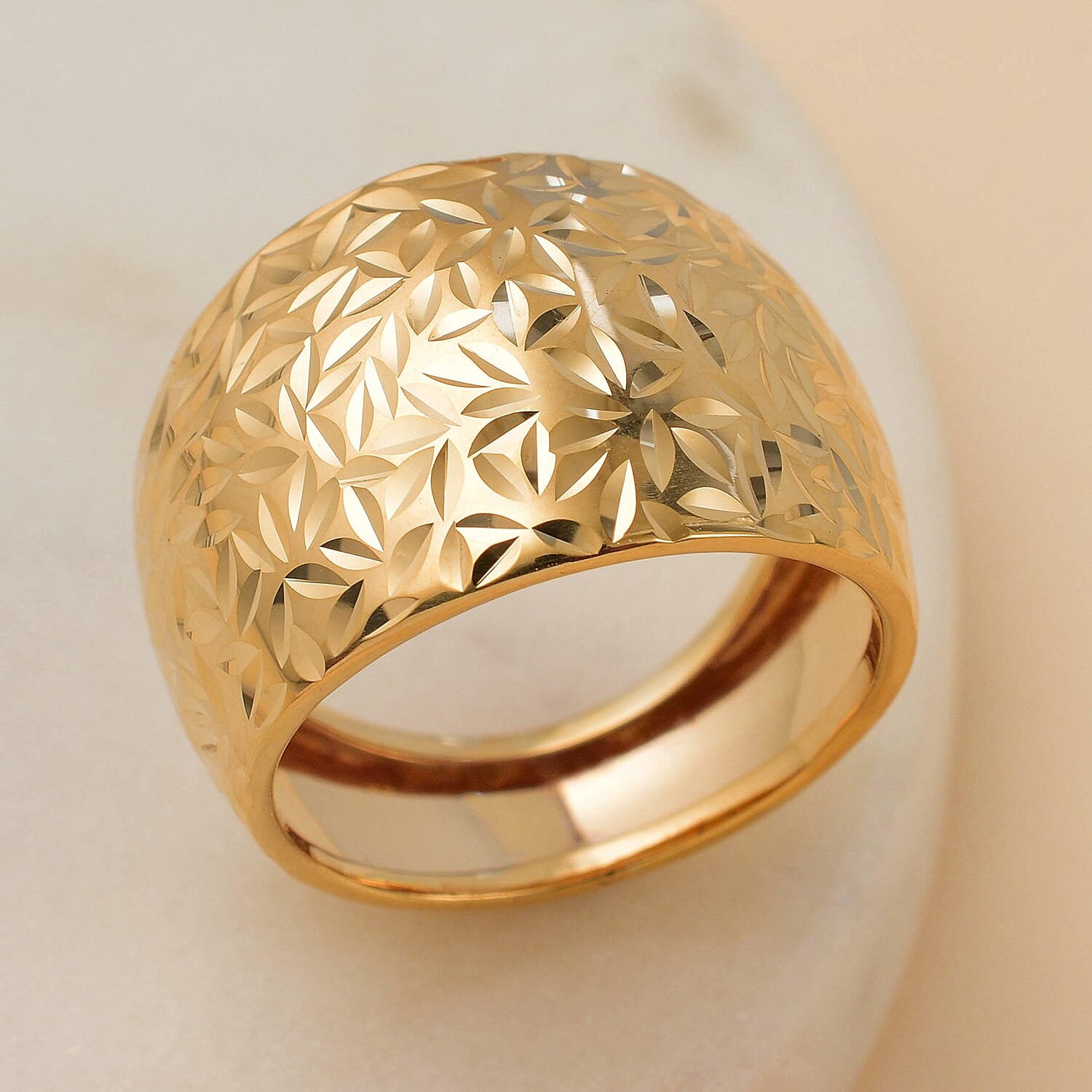 9K Yellow Gold Diamond Cut Dome Ring, Gold Wt. 2.35 Gms - 7652587 - TJC