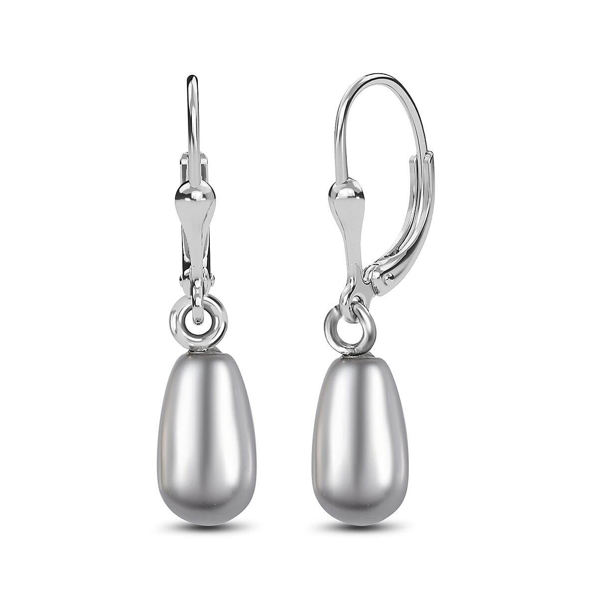Light Grey Pearl Finest Austrian Crystal Earrings in Platinum Overlay ...