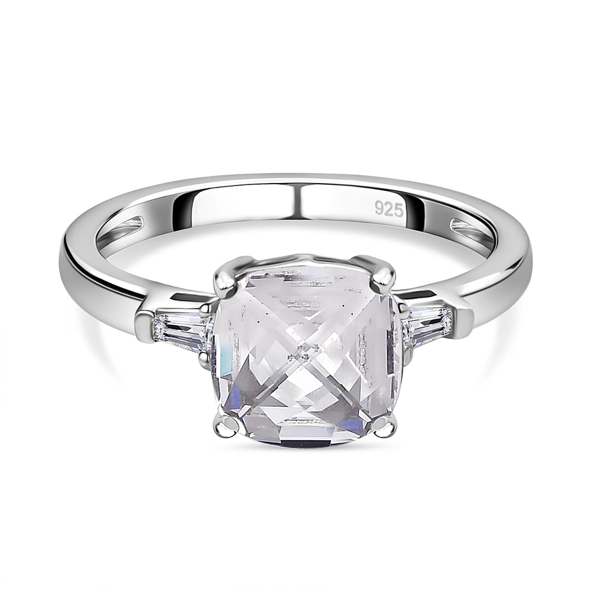 White Finest Austrian Crystal & White Cubic Zirconia Ring in Platinum ...