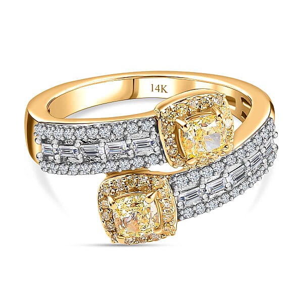 NY CLose Out Deal- 14K Yellow Gold SGL Certified Natural Yellow & White ...