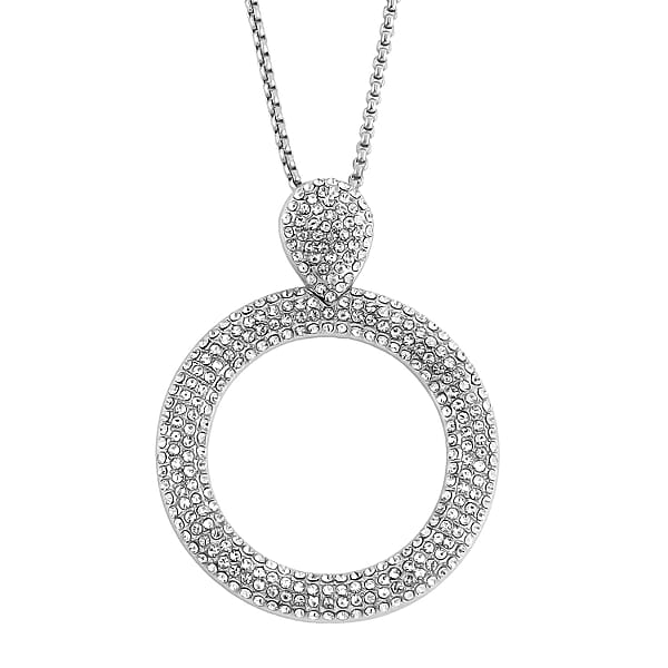 White Austrian Crystal Circle Necklace (Size - 24) - 7662030 - TJC