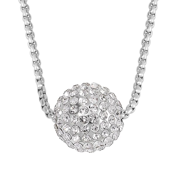 White Austrian Crystal Ball Necklace (Size - 24)-2 Inch Ext.) - 7662033 ...