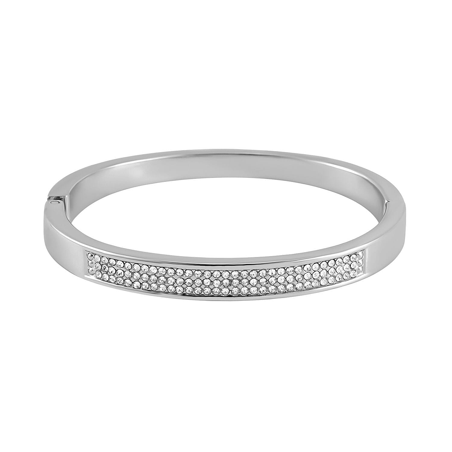 White Austrian Crystal Bangle (Size 7) in Silver Tone - 7663669 - TJC