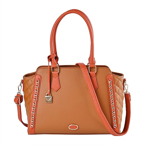 Quilted Checker Pattern Leatherette Crossbody Bag With Metal Chain ...