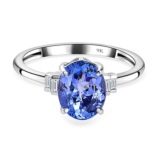 9K White Gold AA Tanzanite, White Diamond Ring - 7664686 - TJC