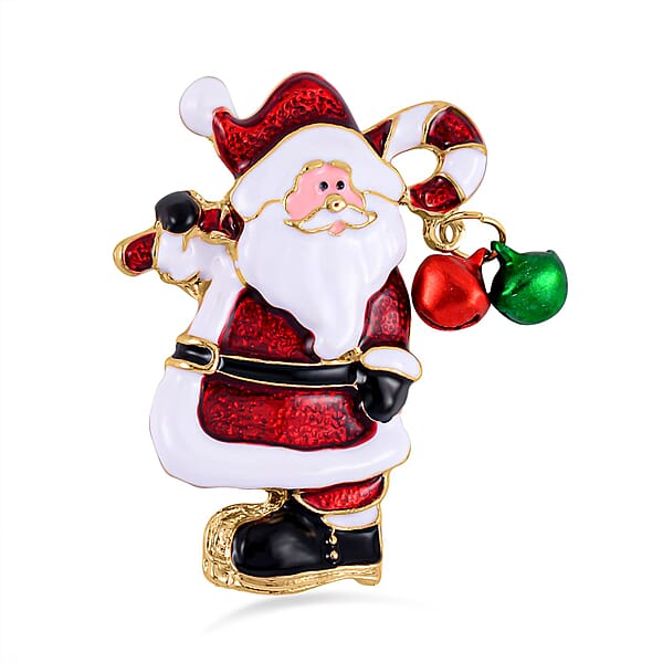 Santa Brooch With Enamelled Detailing - 7665618 - TJC