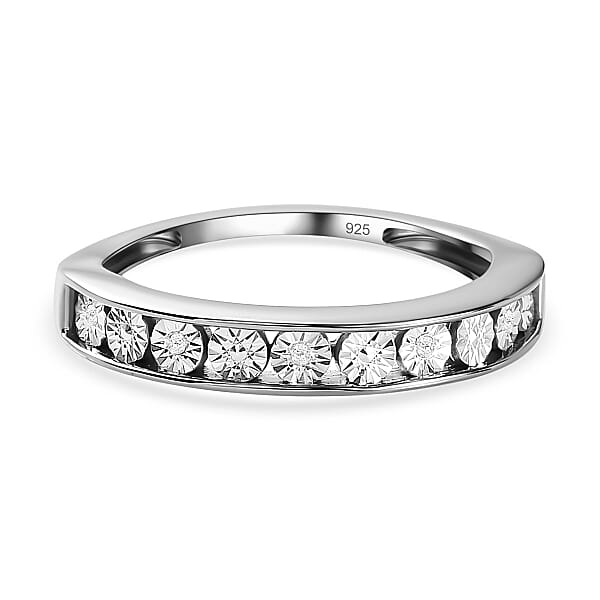 Diamond Half Eternity Band Ring in Platinum Overlay Sterling Silver ...
