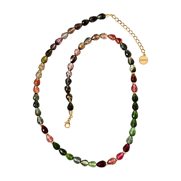 18K Yellow Gold AAA Multi-Tourmaline Necklace (Size - 18) 114.81 ct ...