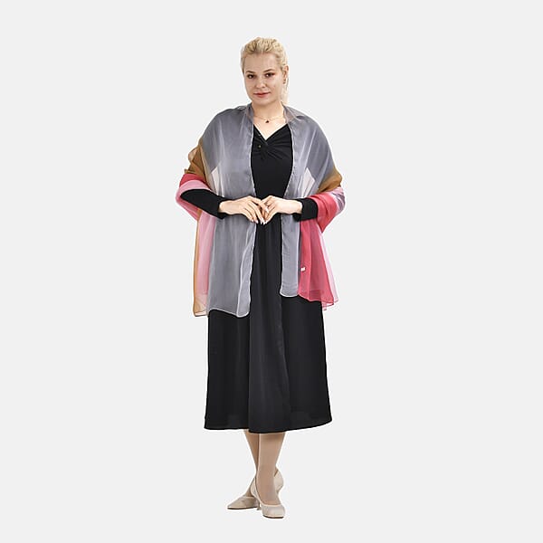 LA MAREY 100% Ombre Mulberry Silk Gradient Pattern Scarf (Size 180x110 ...