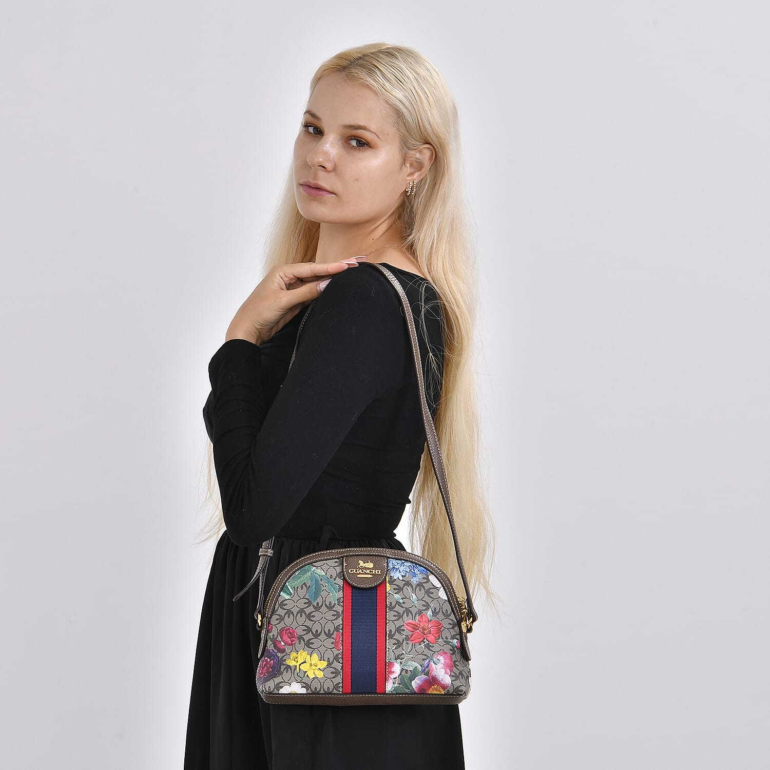 Guanchi Floral Pattern Crossbody Bag with Exterior Zipped Pocket ...