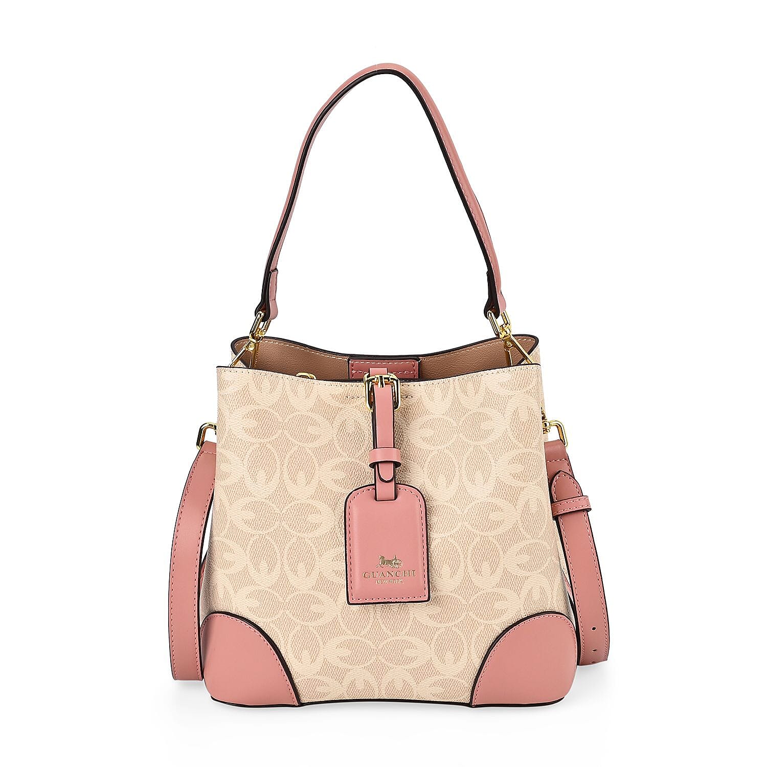 Guanchi Crossbody Bag with Exterior Zipped Pocket - Off White & Pink ...