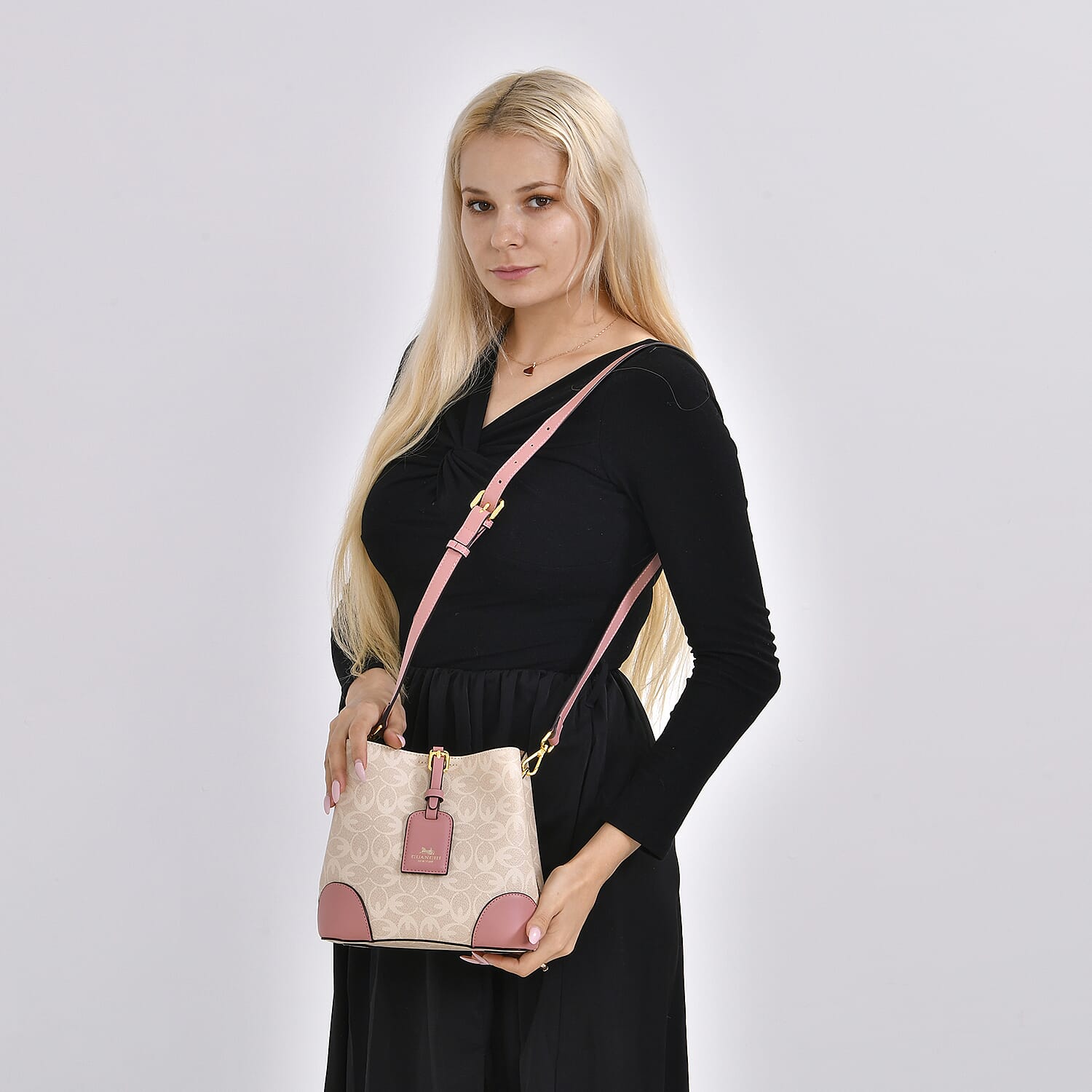 Guanchi Crossbody Bag with Exterior Zipped Pocket - Off White & Pink - 7671205 - TJC