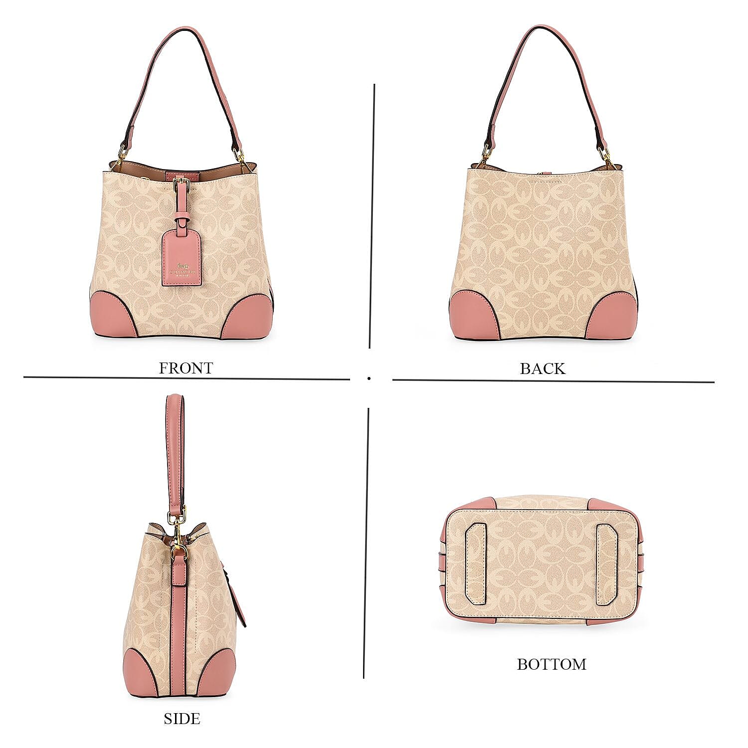 Guanchi Crossbody Bag with Exterior Zipped Pocket - Off White & Pink ...
