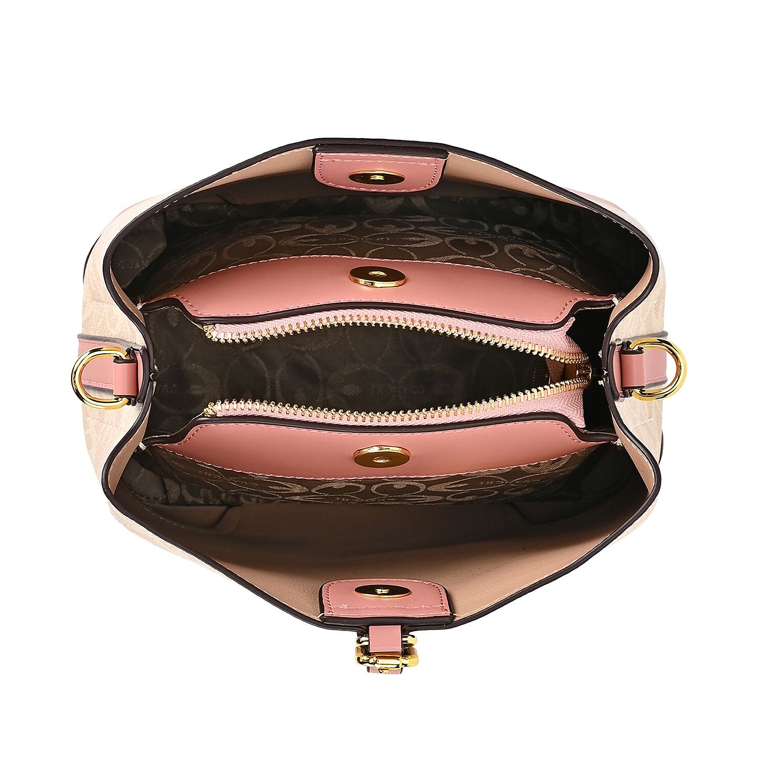 Guanchi Crossbody Bag with Exterior Zipped Pocket - Off White & Pink ...
