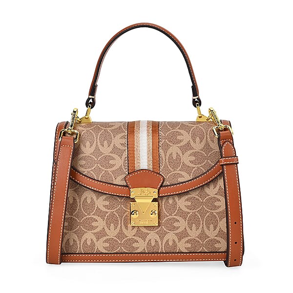 Guanchi Crossbody Bag with Exterior Zipped Pocket & Handle Drop - Brown ...