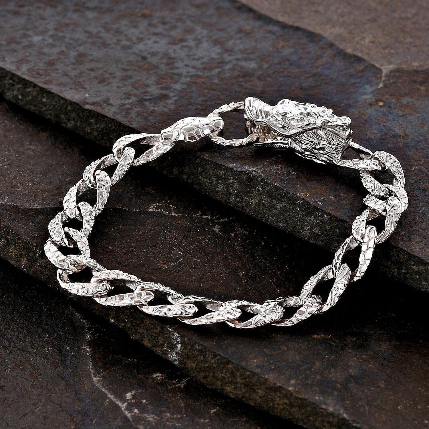 Royal Bali Collection - Sterling Silver Dragon Curb Chain Bracelet ...