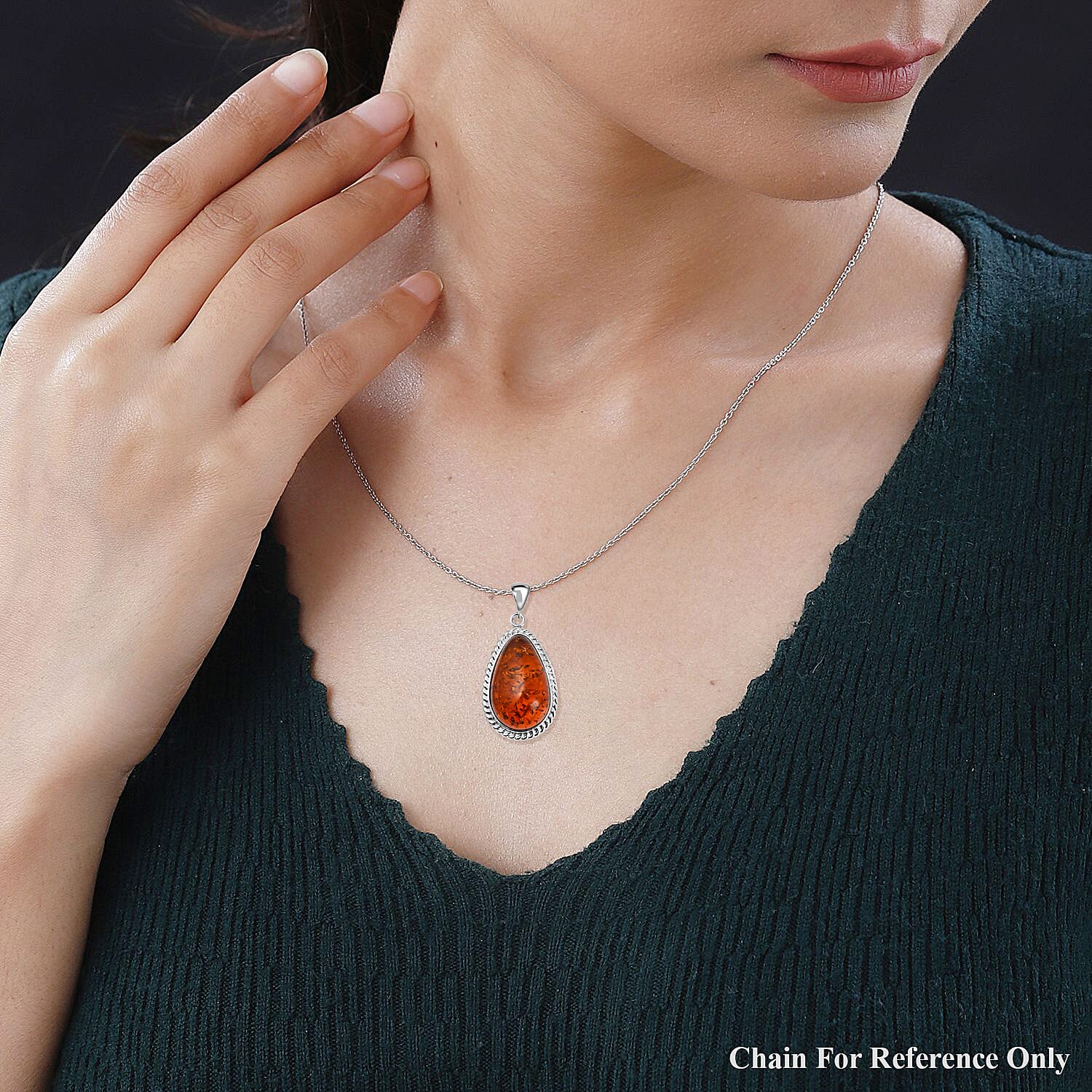 Tucson Special - Baltic Amber Solitaire Pendant in Sterling Silver ...