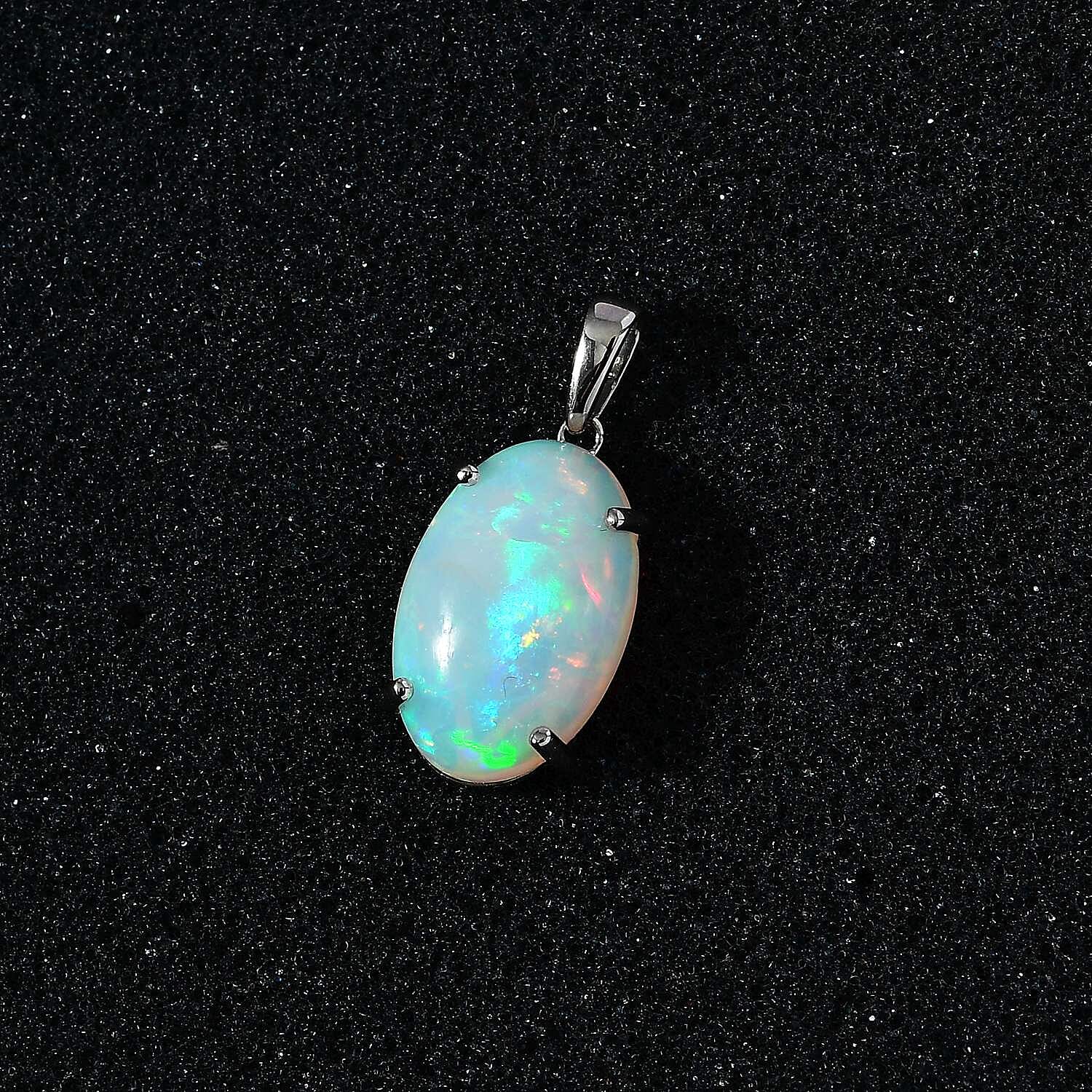 950 Platinum AAAA Ethiopian Welo Opal Solitaire Pendant 10.00 Ct ...