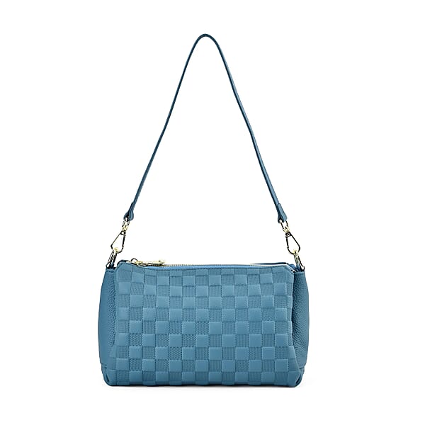 Designer Inspired - 3D Checker Embossed Pattern Genuine Leather ...