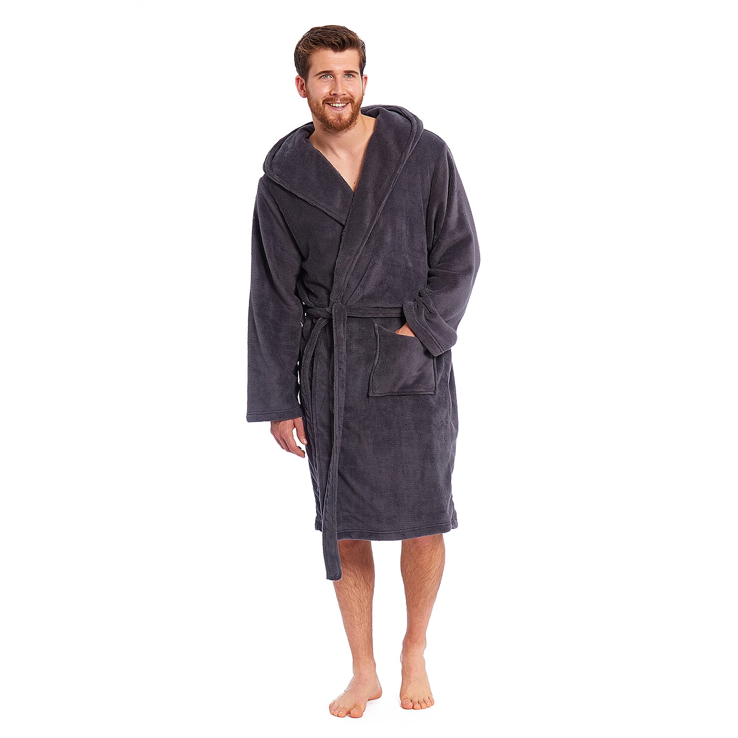Premium Luxury Toweling Coral Fleece Robe (Size M) - Charcoal - 7677007 ...